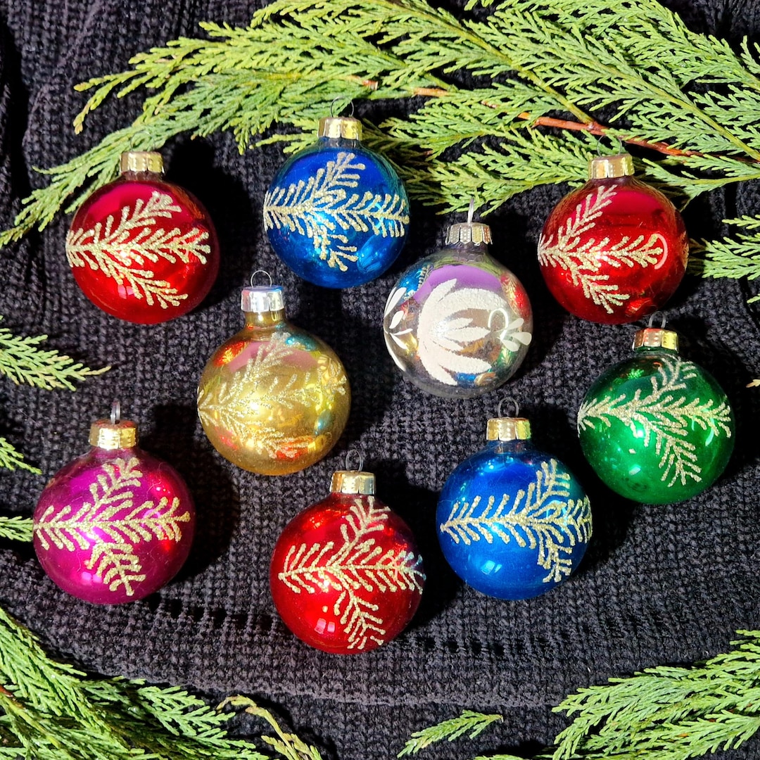 Vintage Glass Christmas Tree Ball Ornaments Retro Xmas Decor Vintage ...