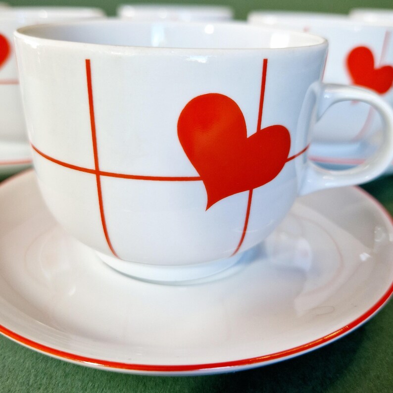 Vintage Alföldi Porcelain Cup Set With a Tea Pot and a Creamer Mid ...