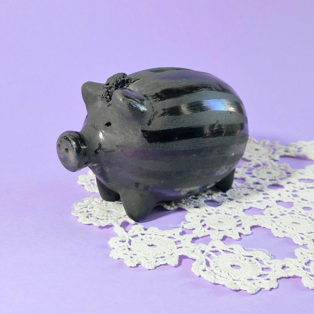 Vintage Handmade Ceramic Piggy Bank Retro Pig Coin Box Mid-century Pig ...
