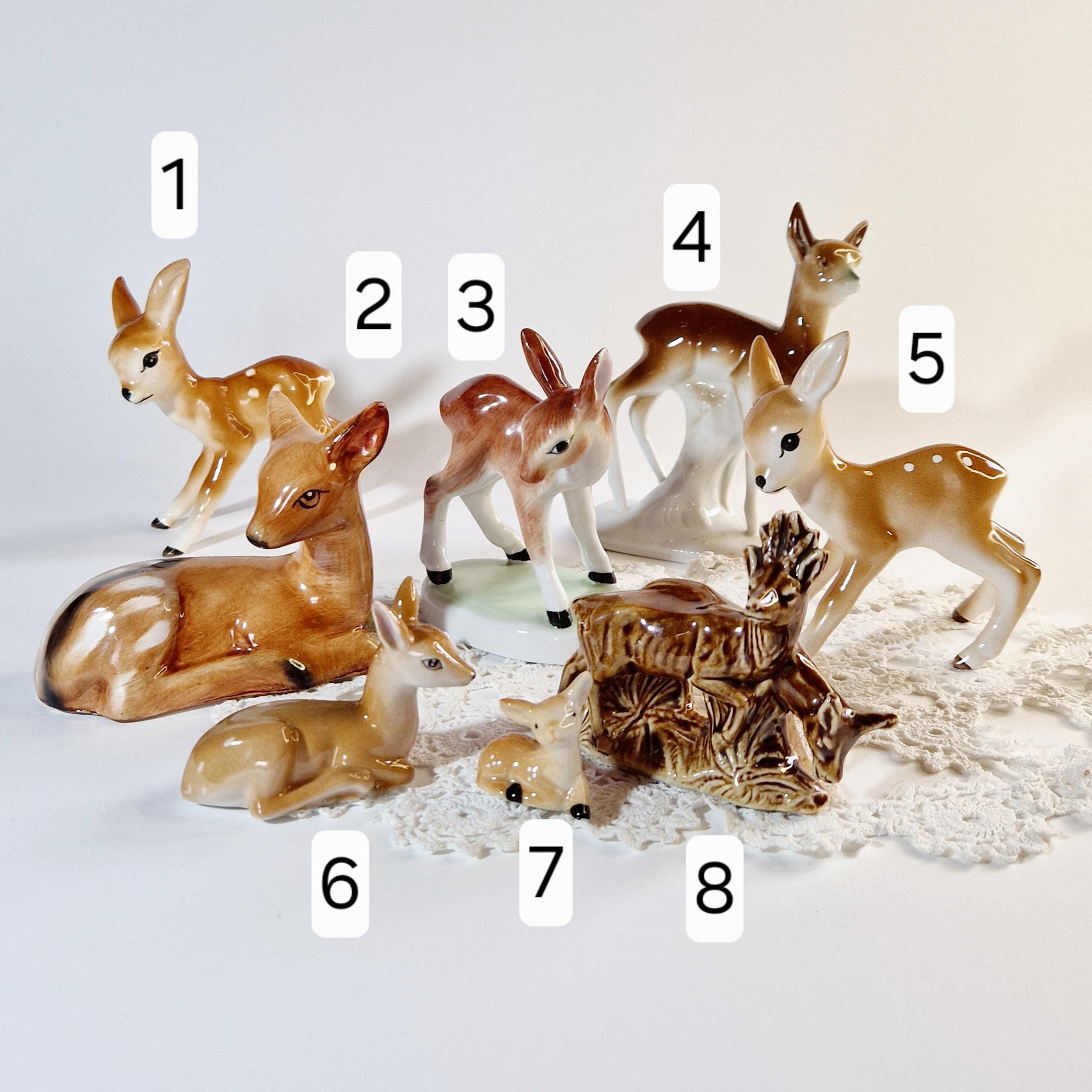 Vintage Fawn Figurines Retro Mini Hand-painted Porcelain Vintage Deer ...