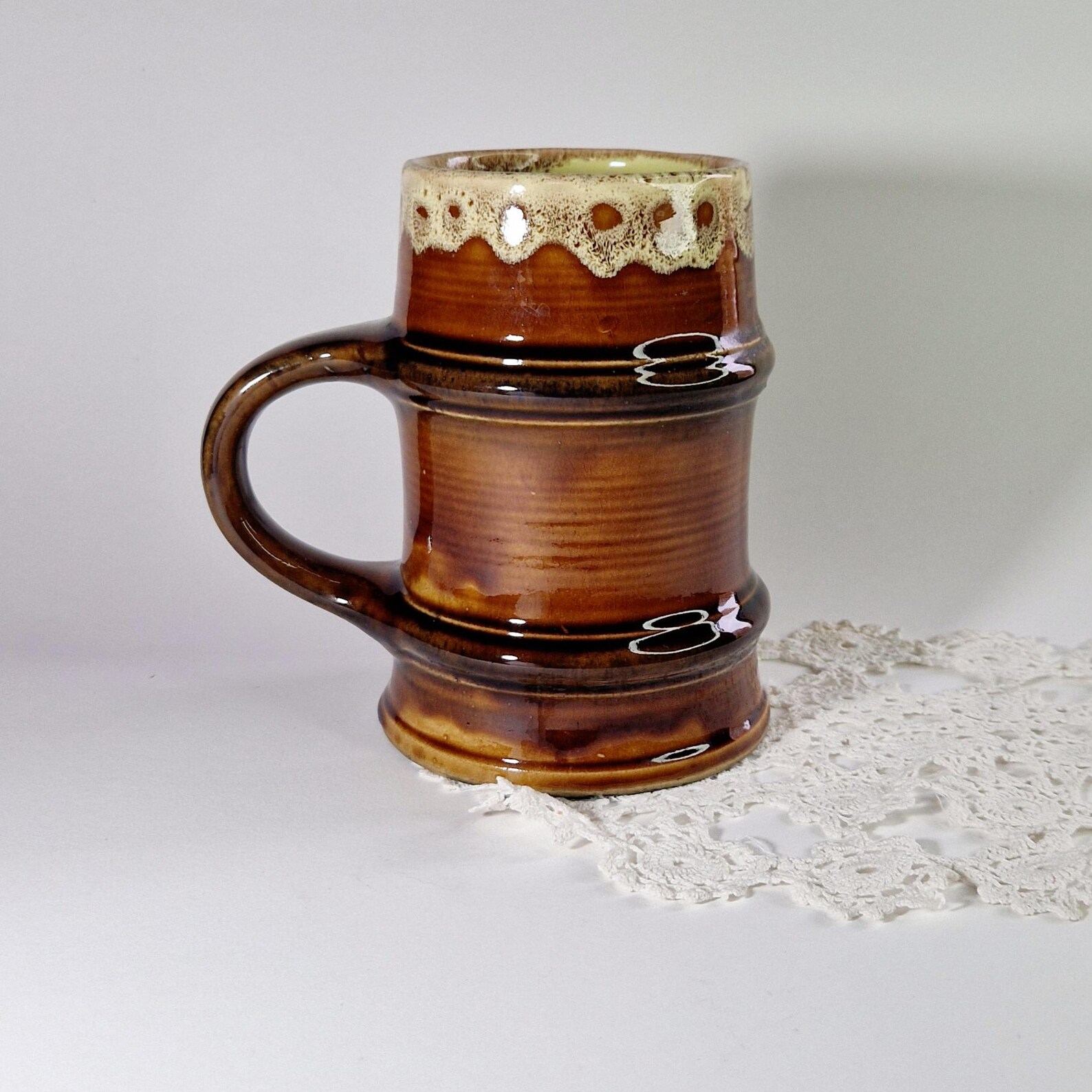 Vintage Zsolnay Stein Large Retro Beer Mug Mid-century Dripped Glazed ...