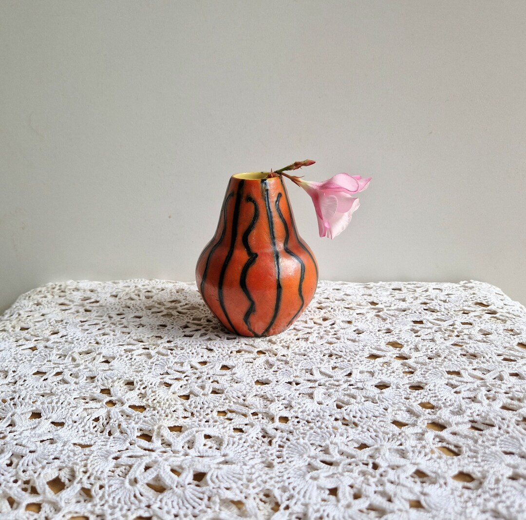 Vintage Ceramic Mini Fat Vase Retro Hungarian Tófej Vase Mid-century ...