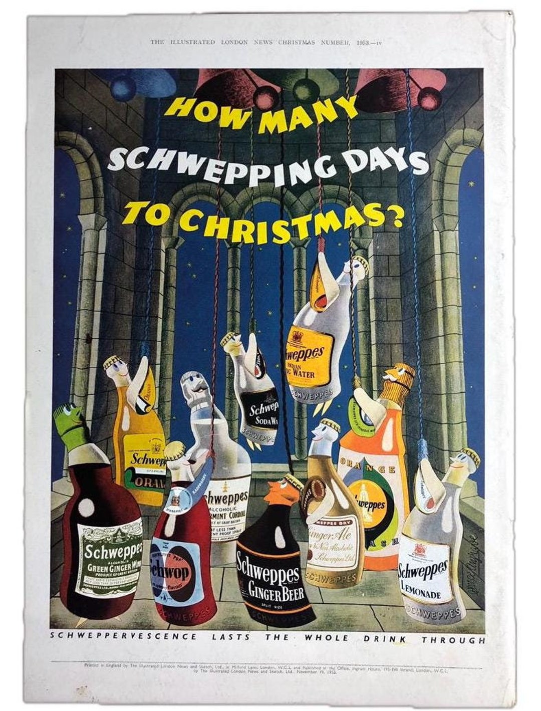 1953 ORIGINAL Schweppes Drinks Advertisement - Etsy