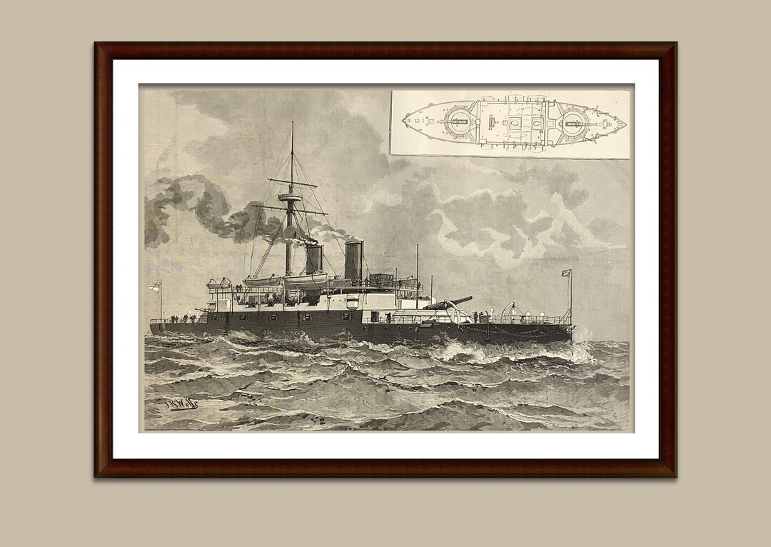 1886 HMS BENBOW Original Illustration by J R Wells - Etsy