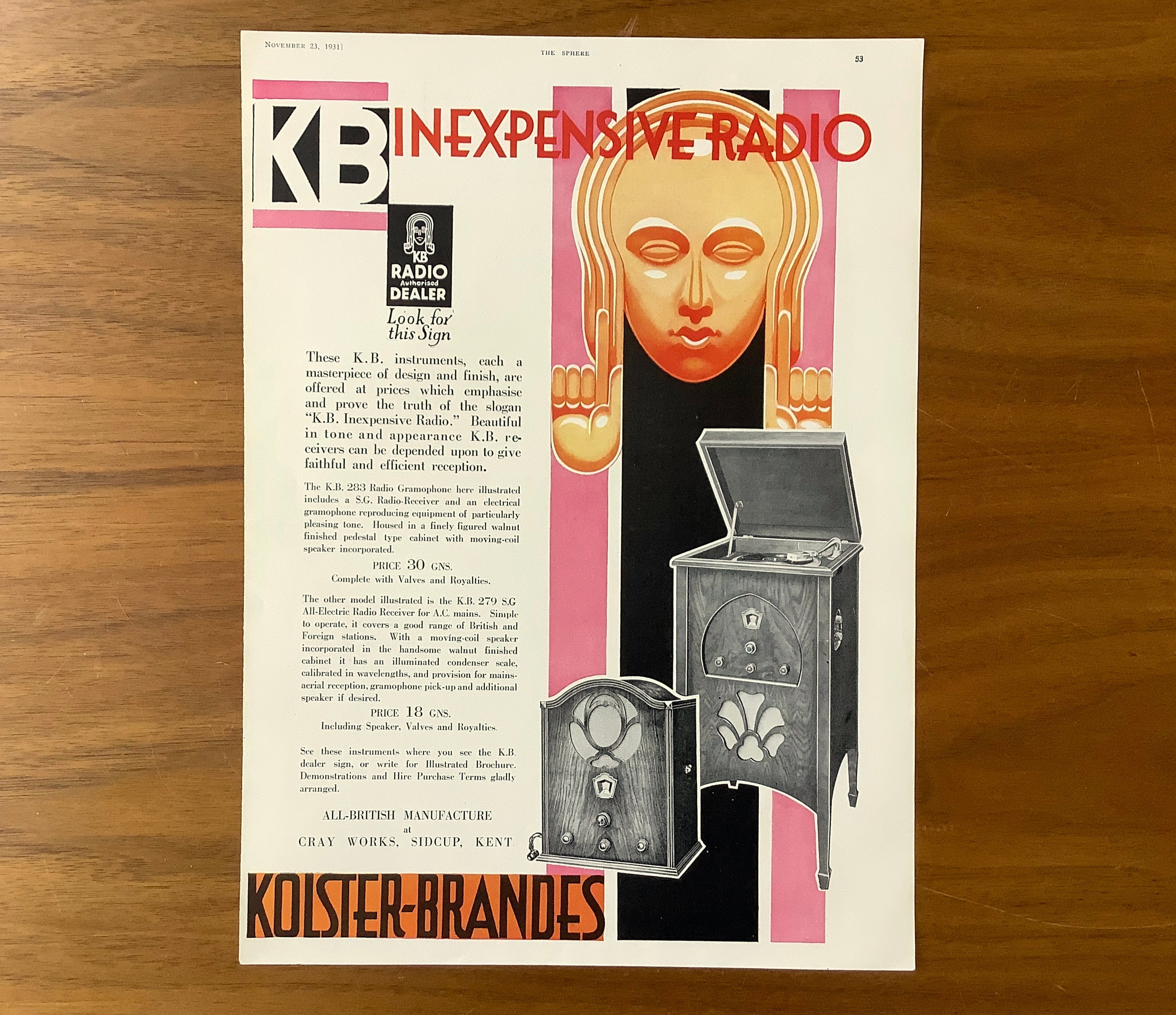 1931 RADIO ORIGINAL ADVERTISEMENT Art Deco the Sphere - Etsy