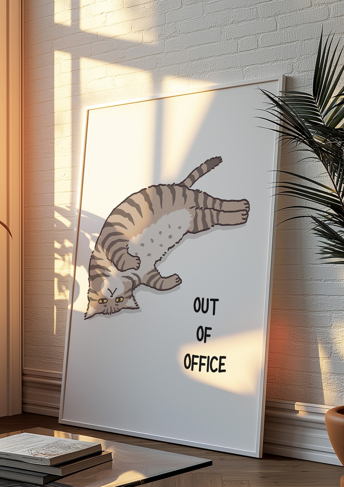 Funny Office Decor Cute Cat Print Work From Home Poster Trendy Kitten ...