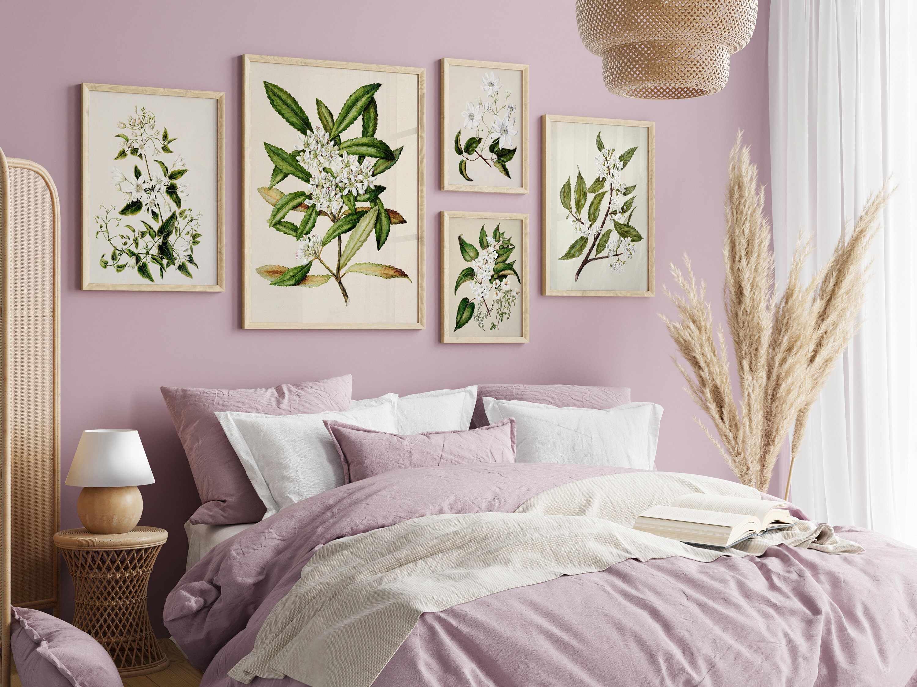 Set of 6 Vintage Flowers Prints, Antique Botanical Posters, Floral Wall ...