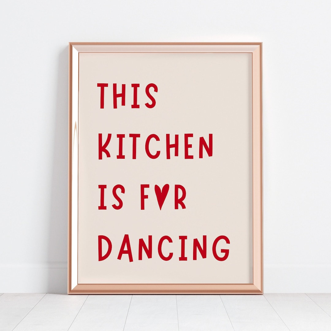 Aesthetic Kitchen Decor Cute Dance Art Red Kitchen Wall Art Print ...