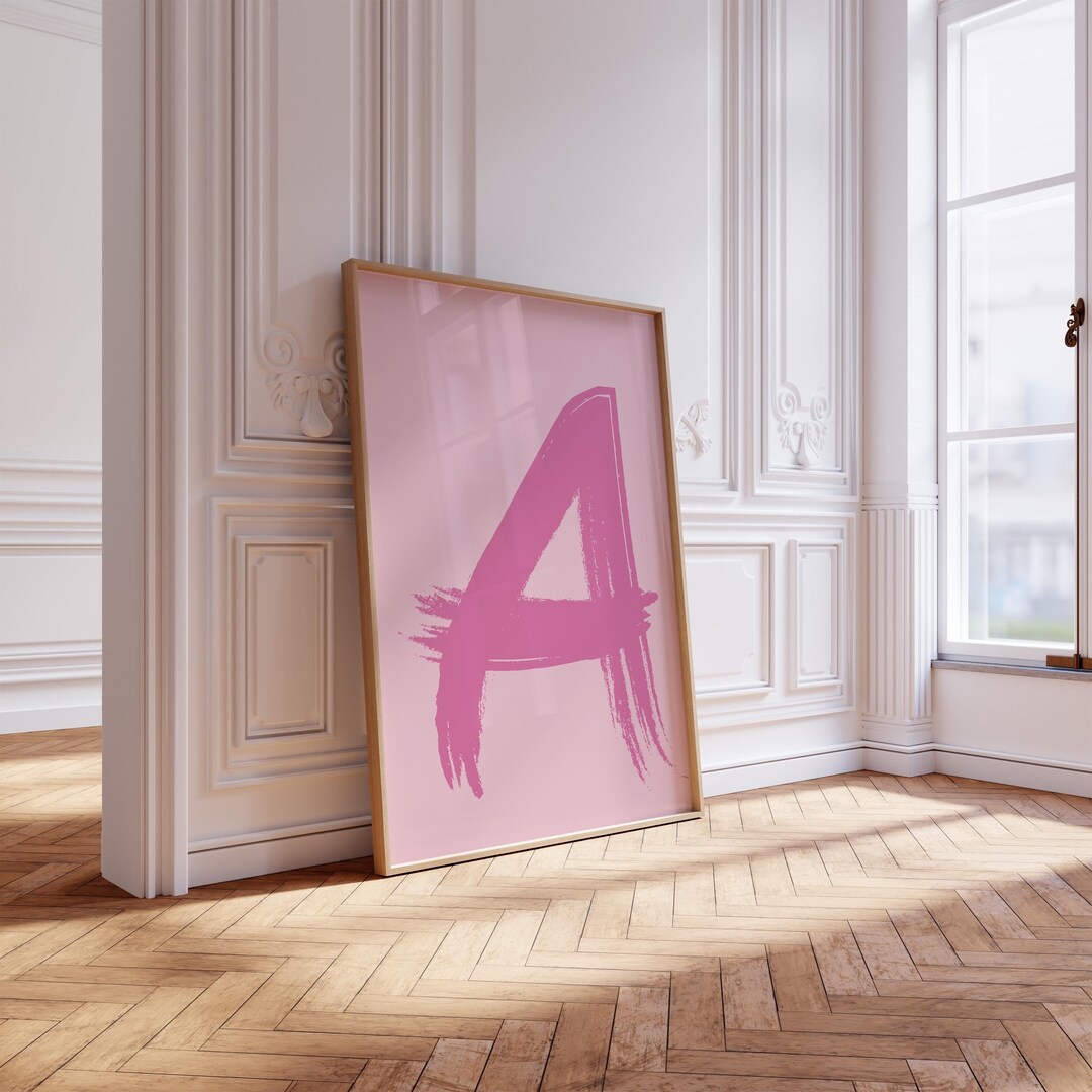 Cute Pink Wall Art Letter A Poster, Preppy Room Decor, Blush Pink Art ...