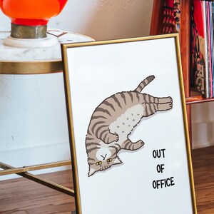 Funny Office Decor Cute Cat Print Work From Home Poster Trendy Kitten ...