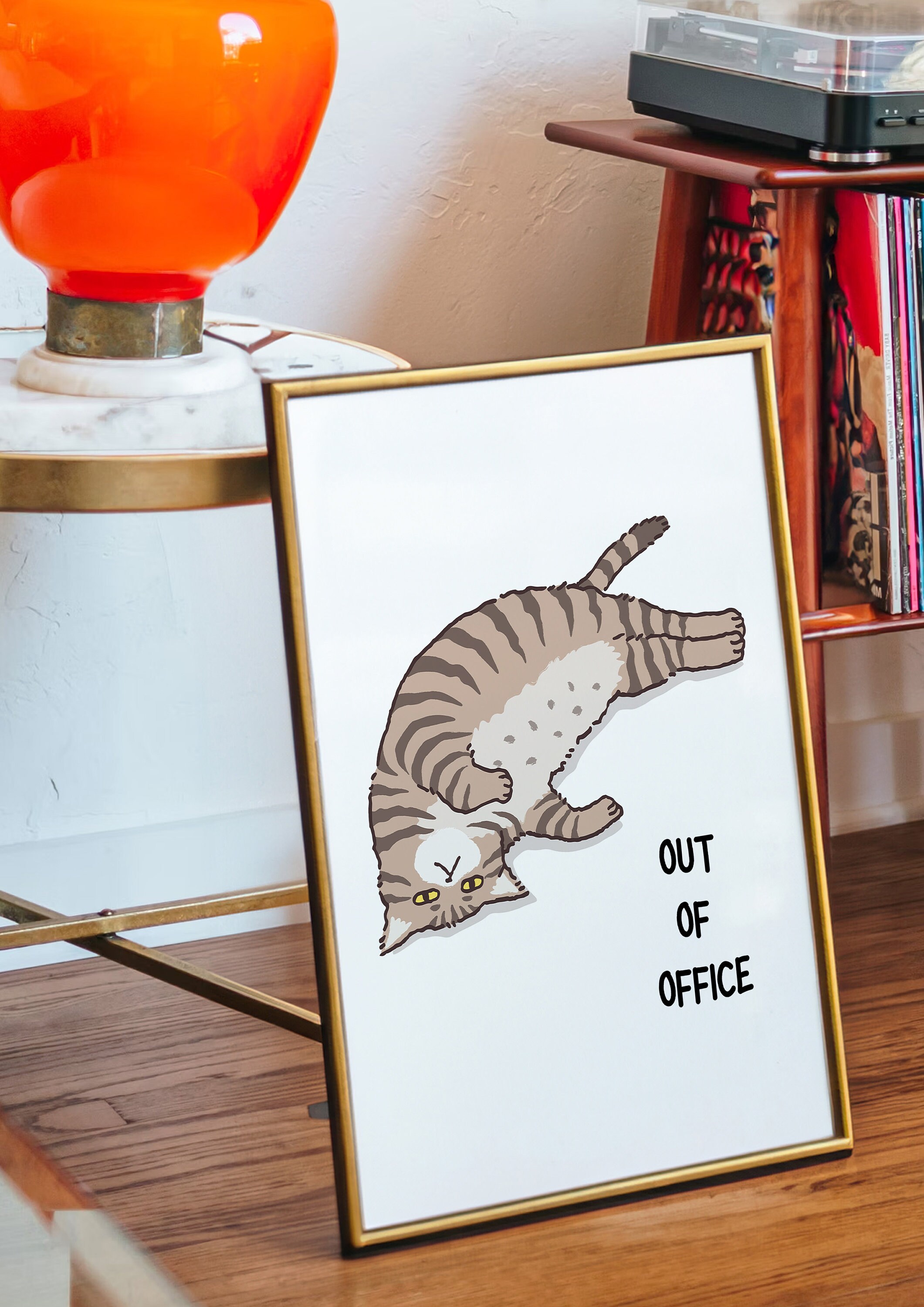 Funny Office Decor Cute Cat Print Work From Home Poster Trendy Kitten ...