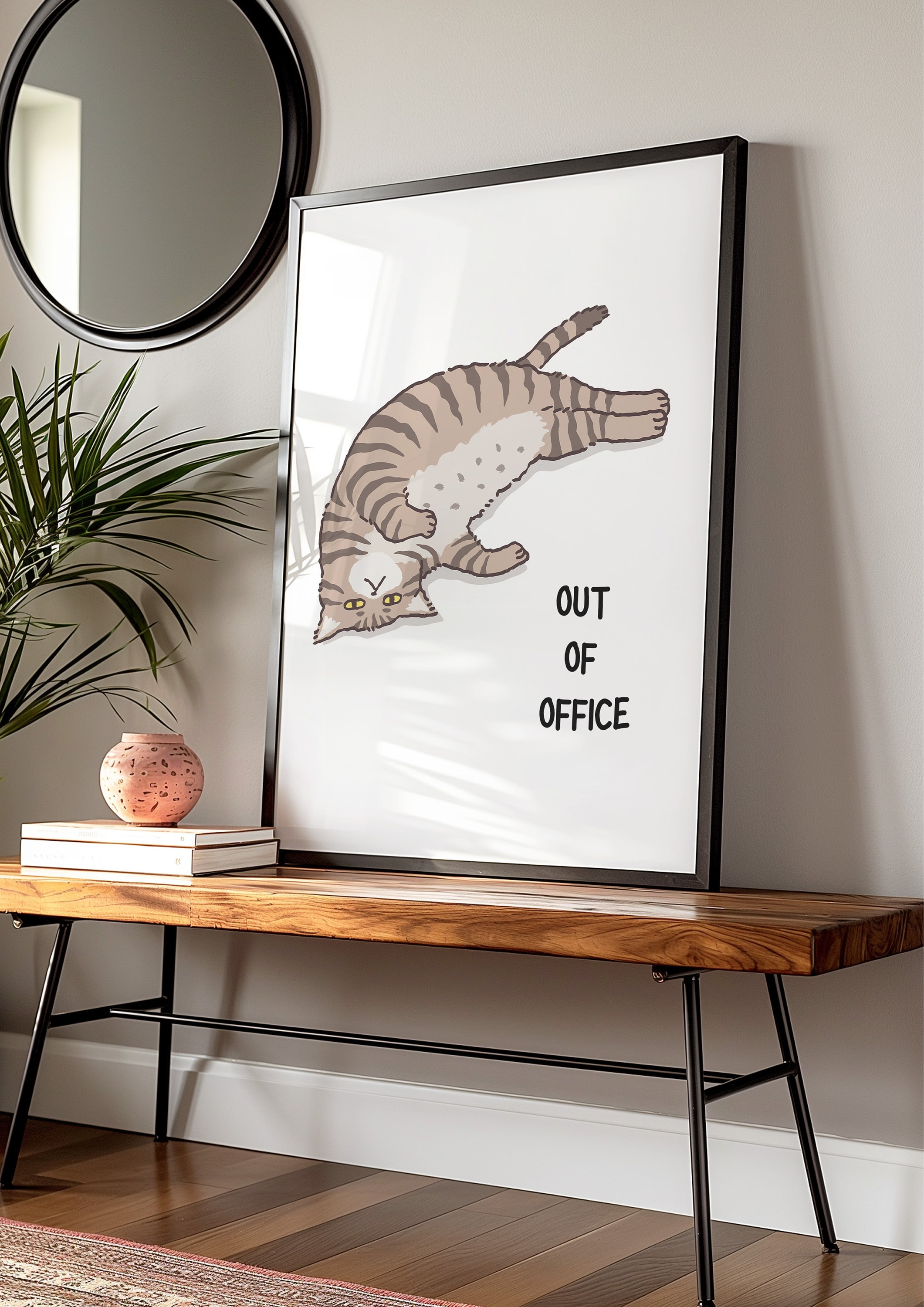 Funny Office Decor Cute Cat Print Work From Home Poster Trendy Kitten ...