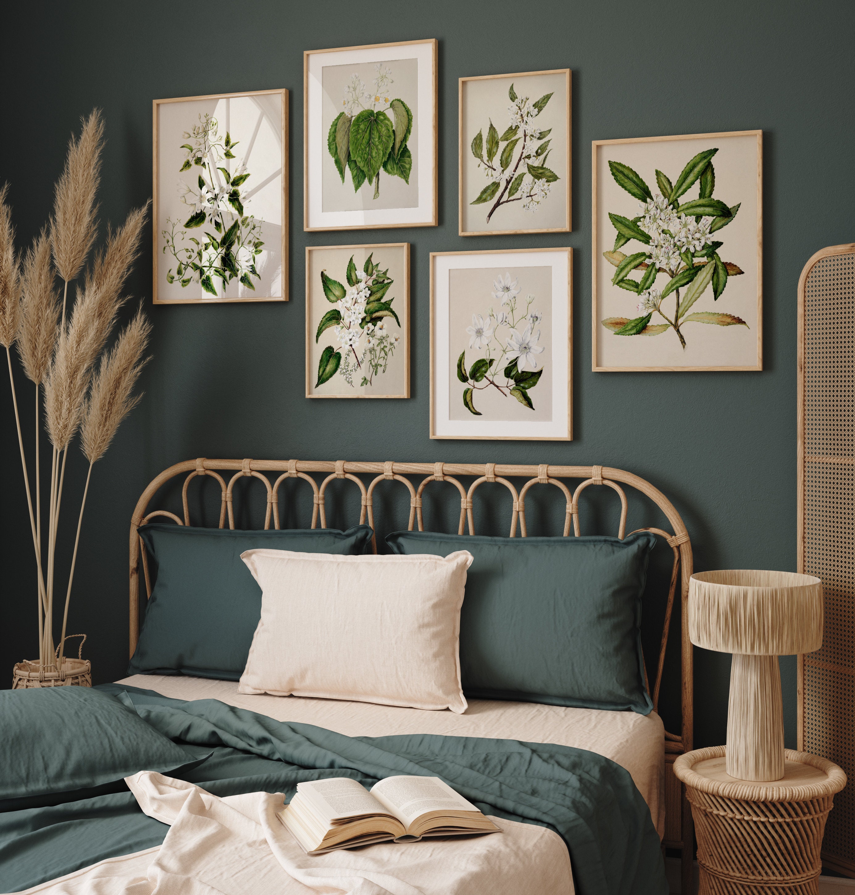 Set of 6 Vintage Flowers Prints, Antique Botanical Posters, Floral Wall ...