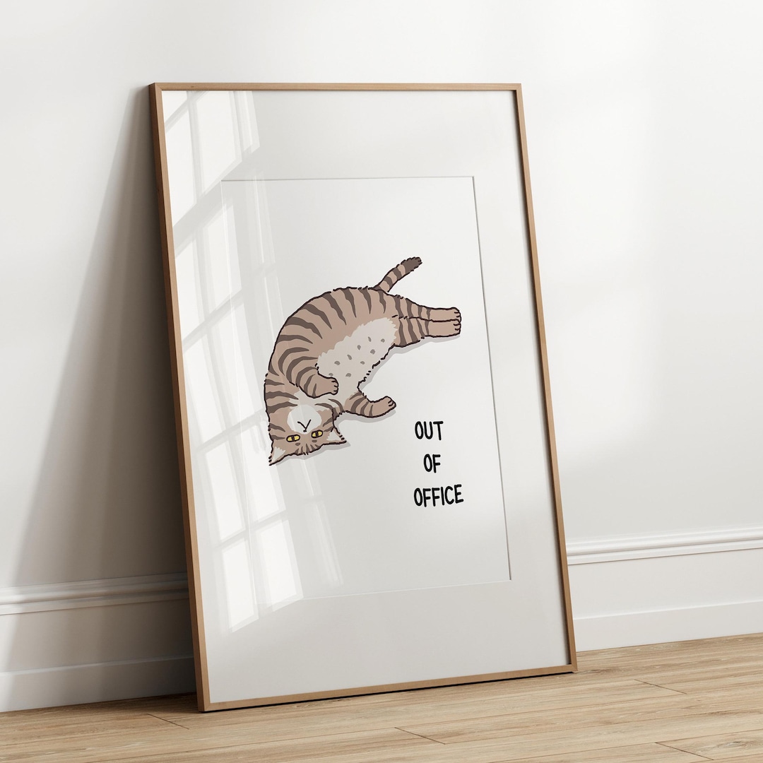 Funny Office Decor Cute Cat Print Work From Home Poster Trendy Kitten ...