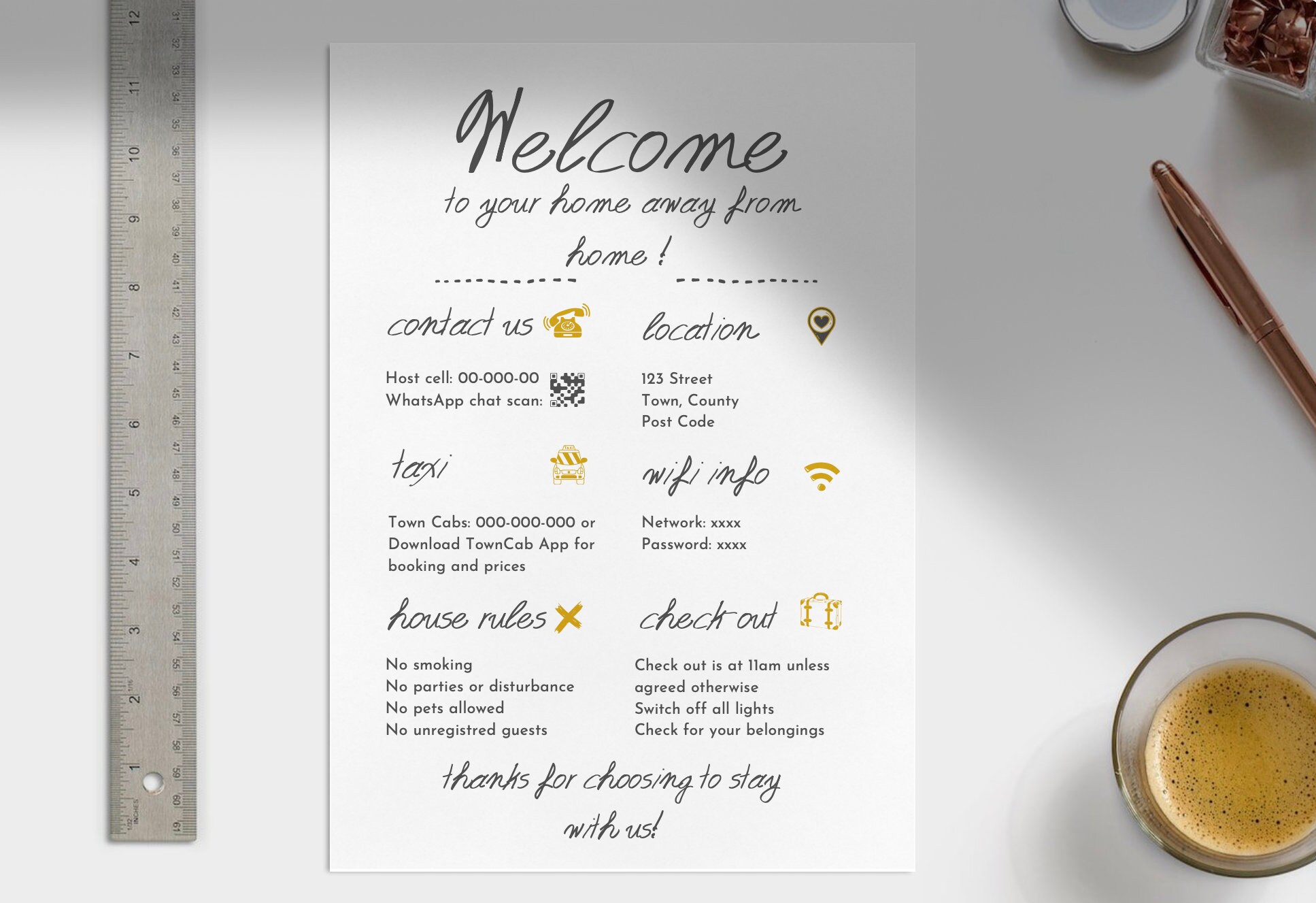 Airbnb Hotel Welcome Guest Sign A4 - Etsy