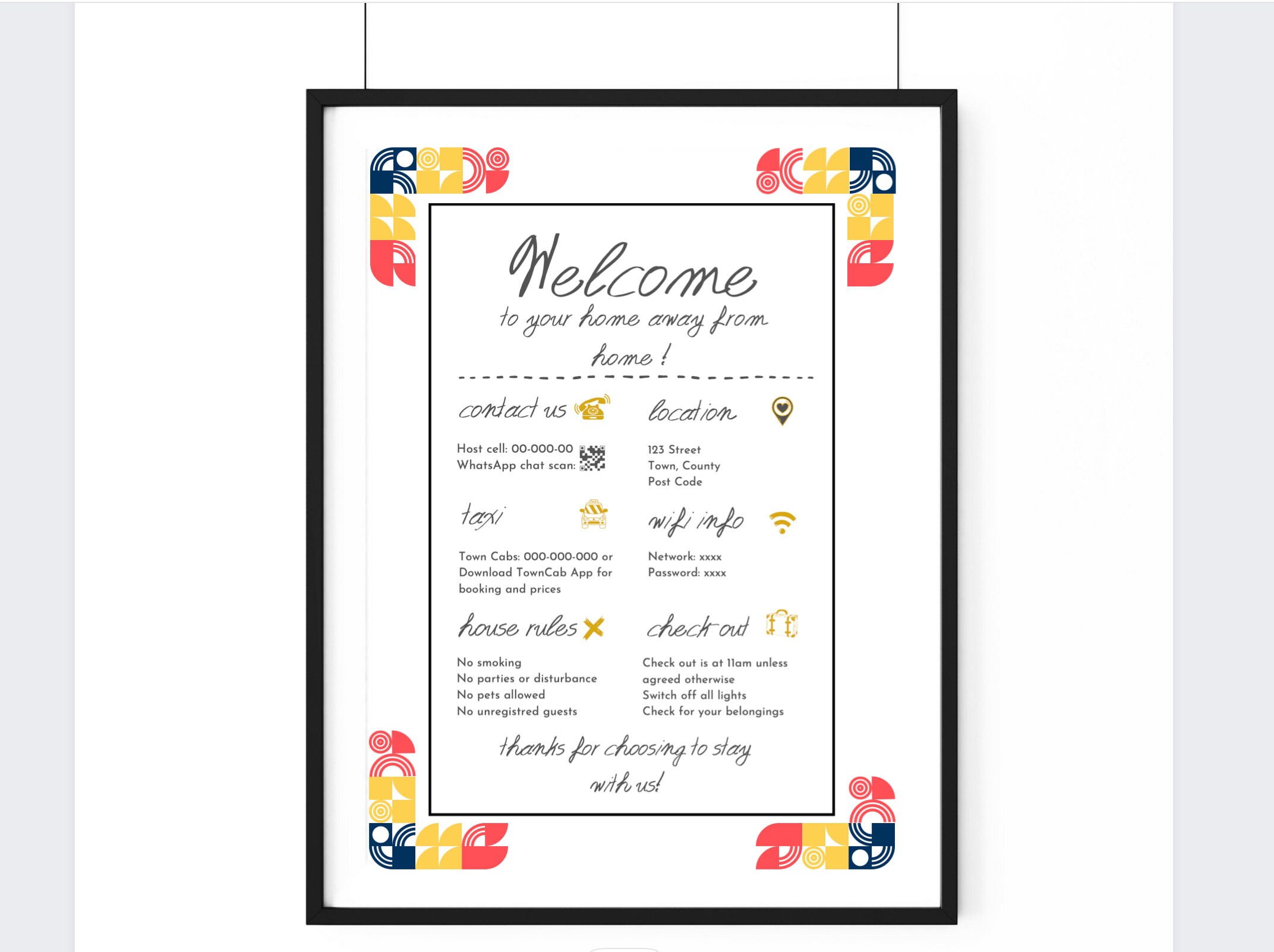 Airbnb Hotel Welcome Guest Sign A4 - Etsy