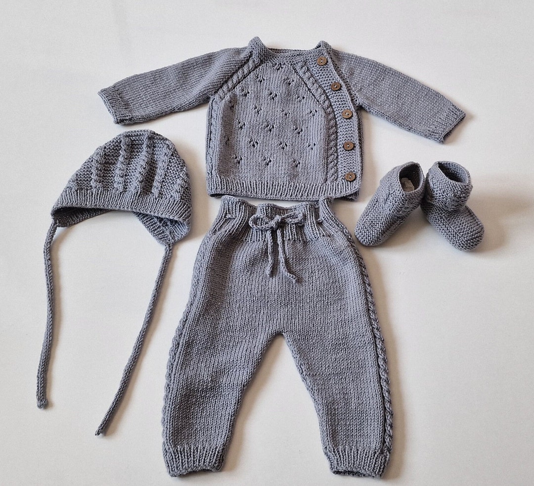 Hand Made Newborn Baby Coming Home Outfit 100% Merino Wool-knit Newborn ...