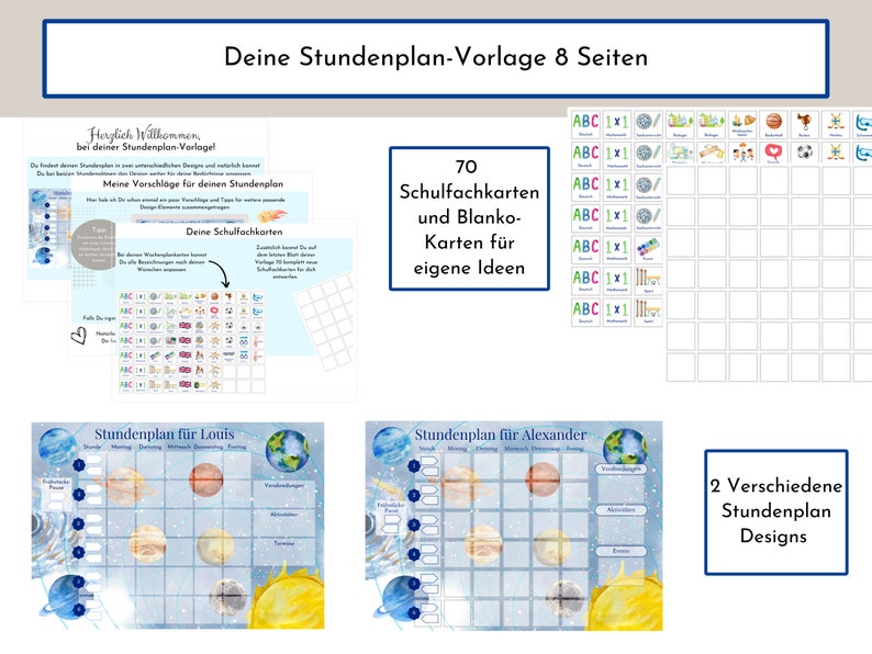 Timetable "milky Way" for Primary School With School Subject Picture ...