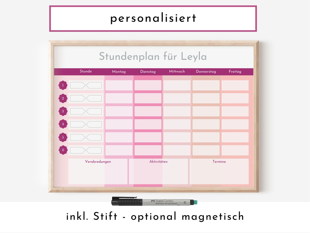 Personalized Timetable for Children and Young People Foil - Etsy