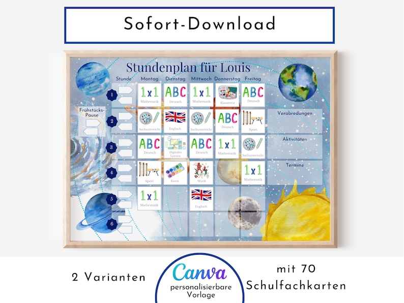 Timetable "milky Way" for Primary School With School Subject Picture ...
