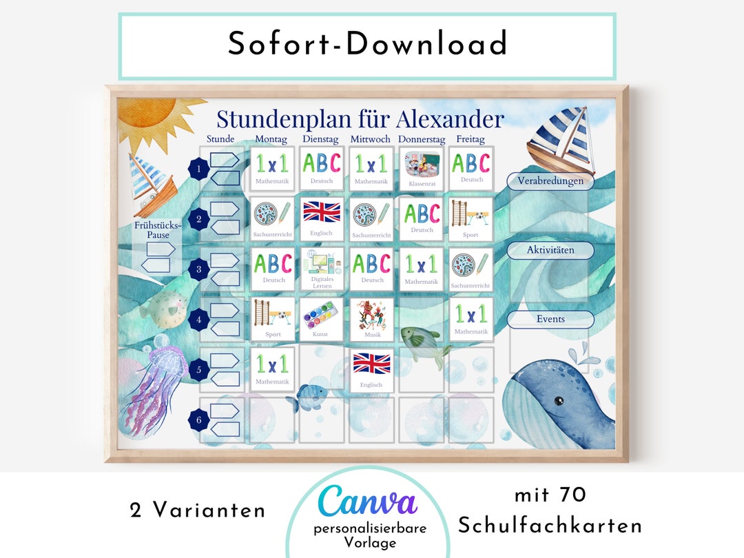 Timetable for Primary School With School Subject Picture Cards for ...