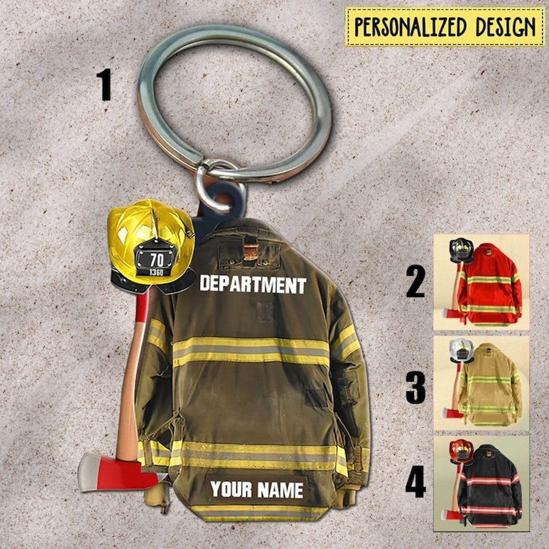 Firefighter Armor Personalized Acrylic Keychain Firefighter - Etsy