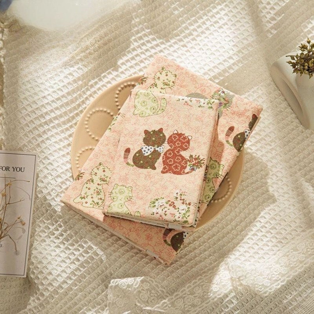 Handcrafted Custom Cat Book Cover Cute Design Woven Fabric - Etsy