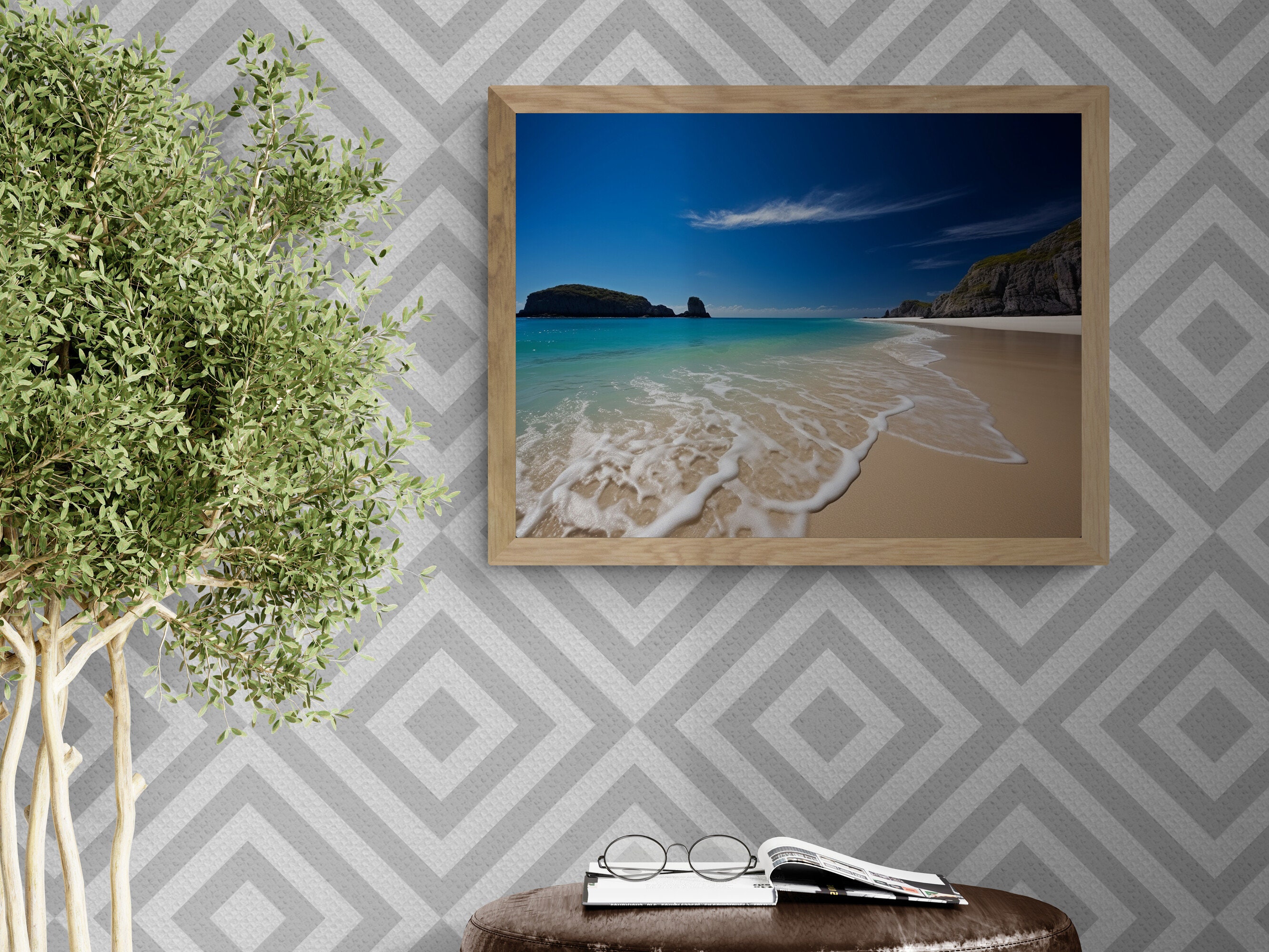 Digital Beach Print, Paradise Beach Wall Art, Tropical Beach Art ...