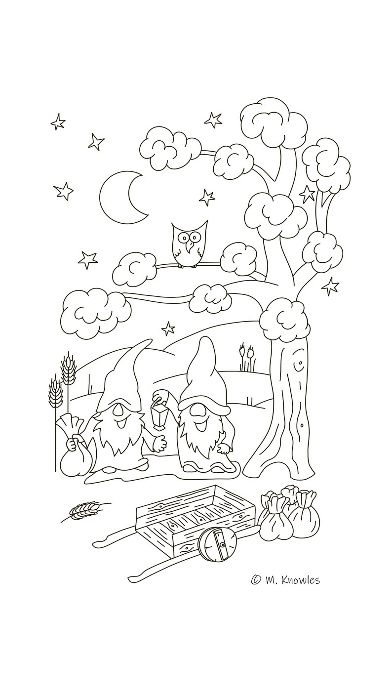 Colouring Pages for Kids - the Magical World of Gnomes - Etsy