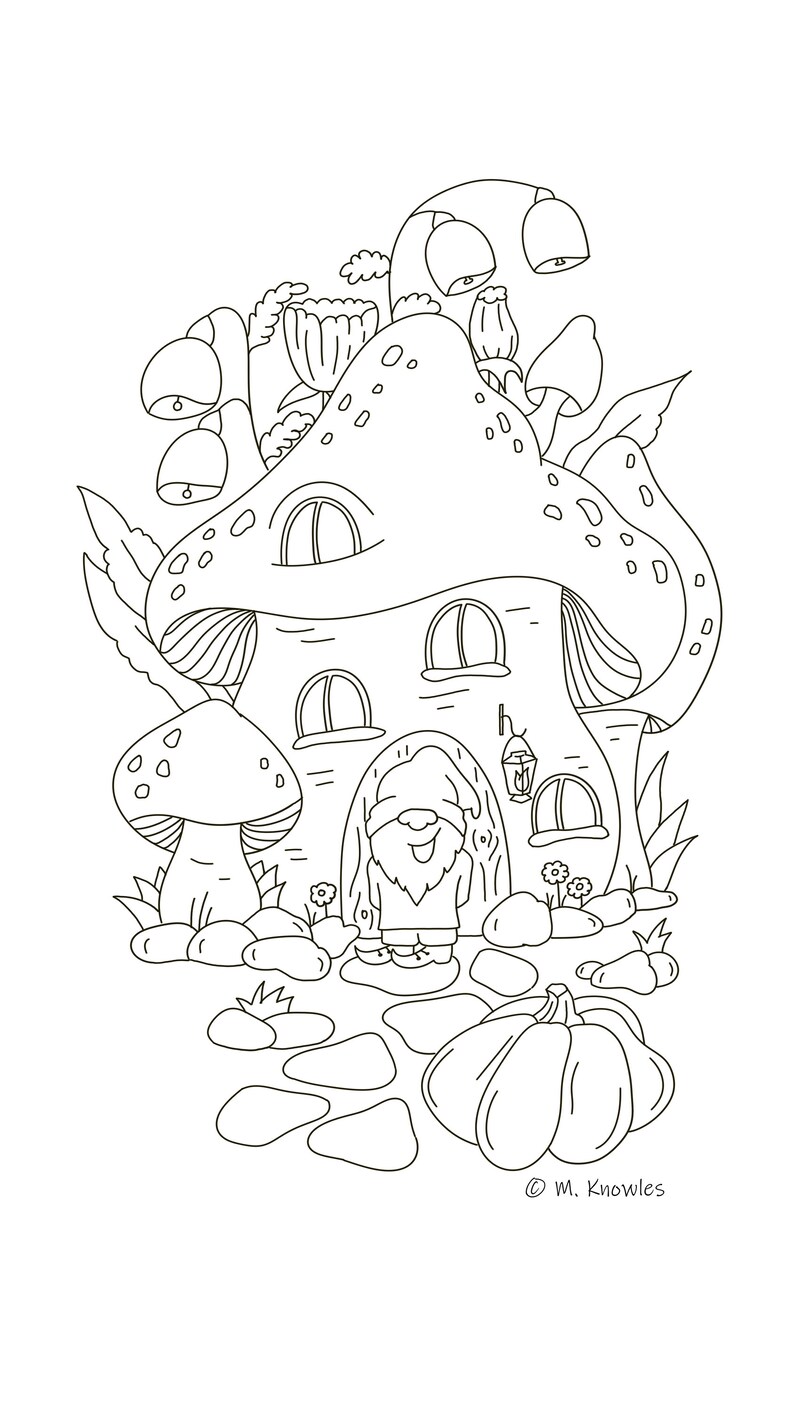 Colouring Pages for Kids - the Magical World of Gnomes - Etsy