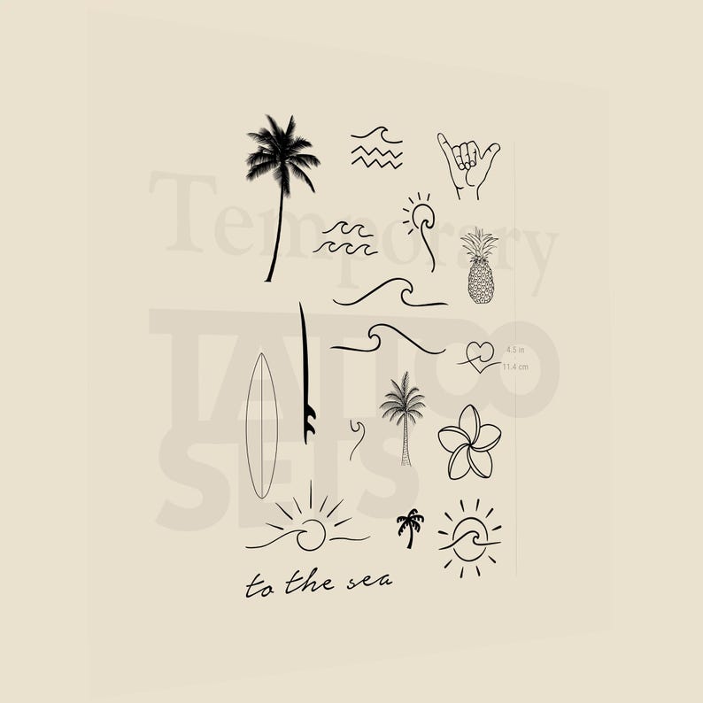 Surf Temporary Tattoo Pack (set of 2) - Etsy