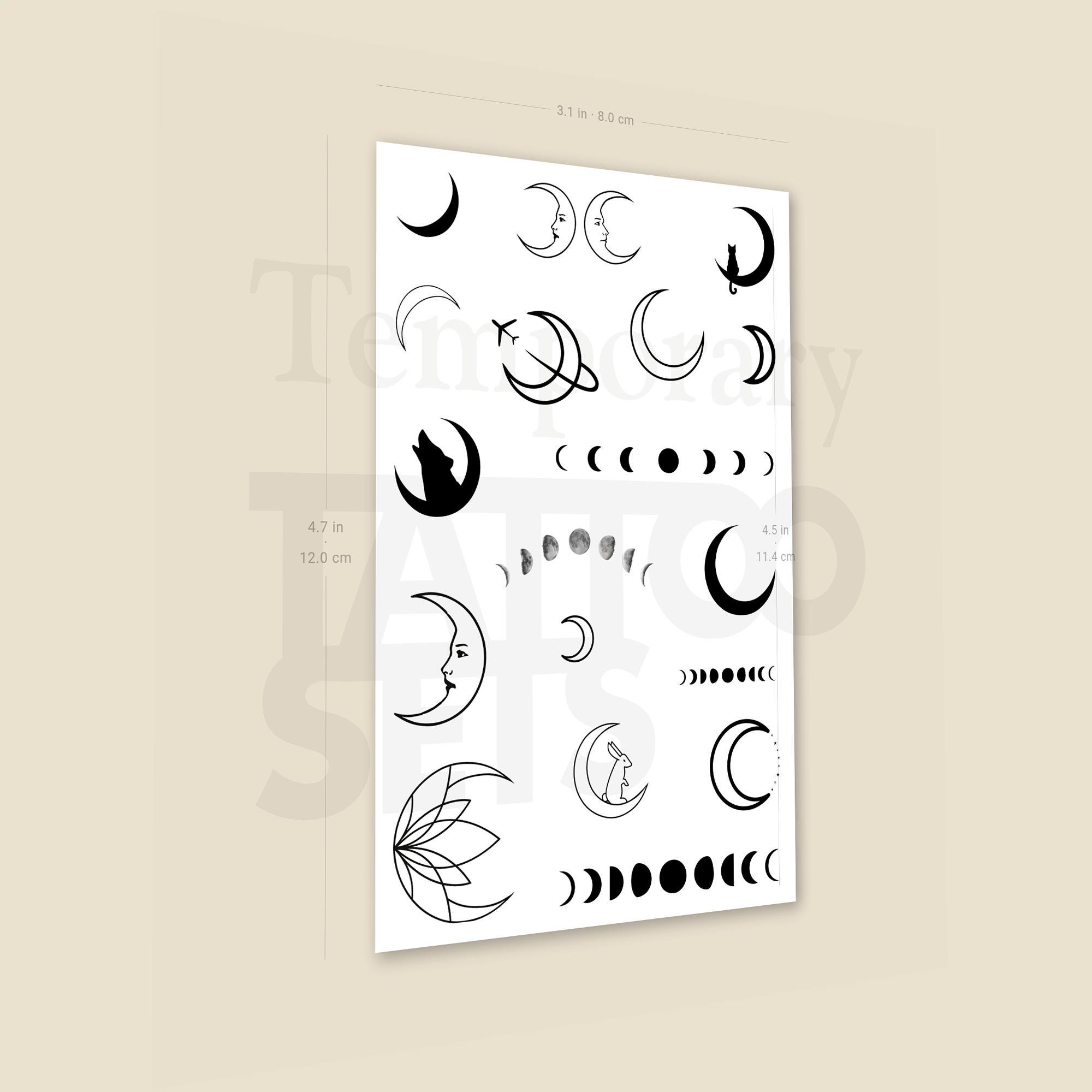 Crescent Moon Temporary Tattoo Pack (set of 2) - Etsy