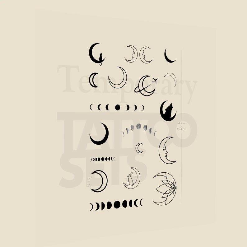 Crescent Moon Temporary Tattoo Pack (set of 2) - Etsy