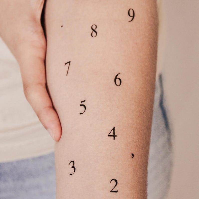 Numbers Pack Temporary Tattoo (set of 2) - Etsy