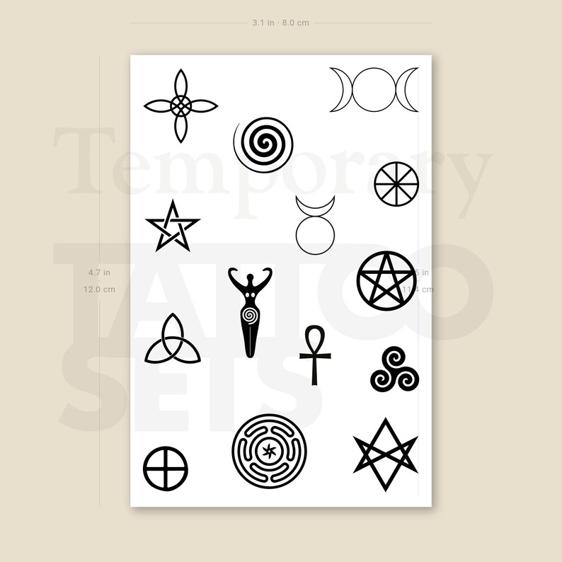 Pagan Symbols Pack Temporary Tattoo (set of 2) - Etsy