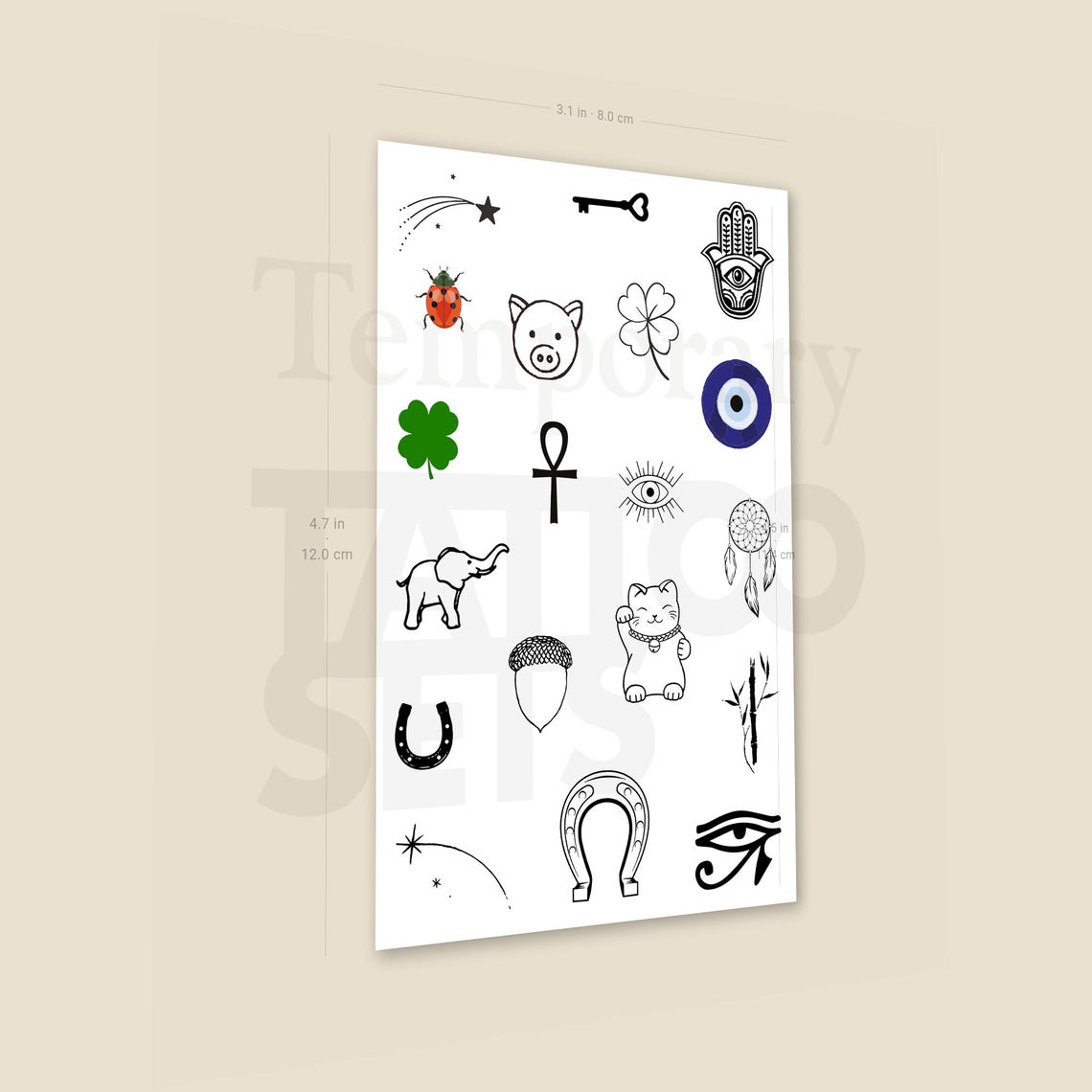 Good Luck Pack Temporary Tattoo set of 2 - Etsy