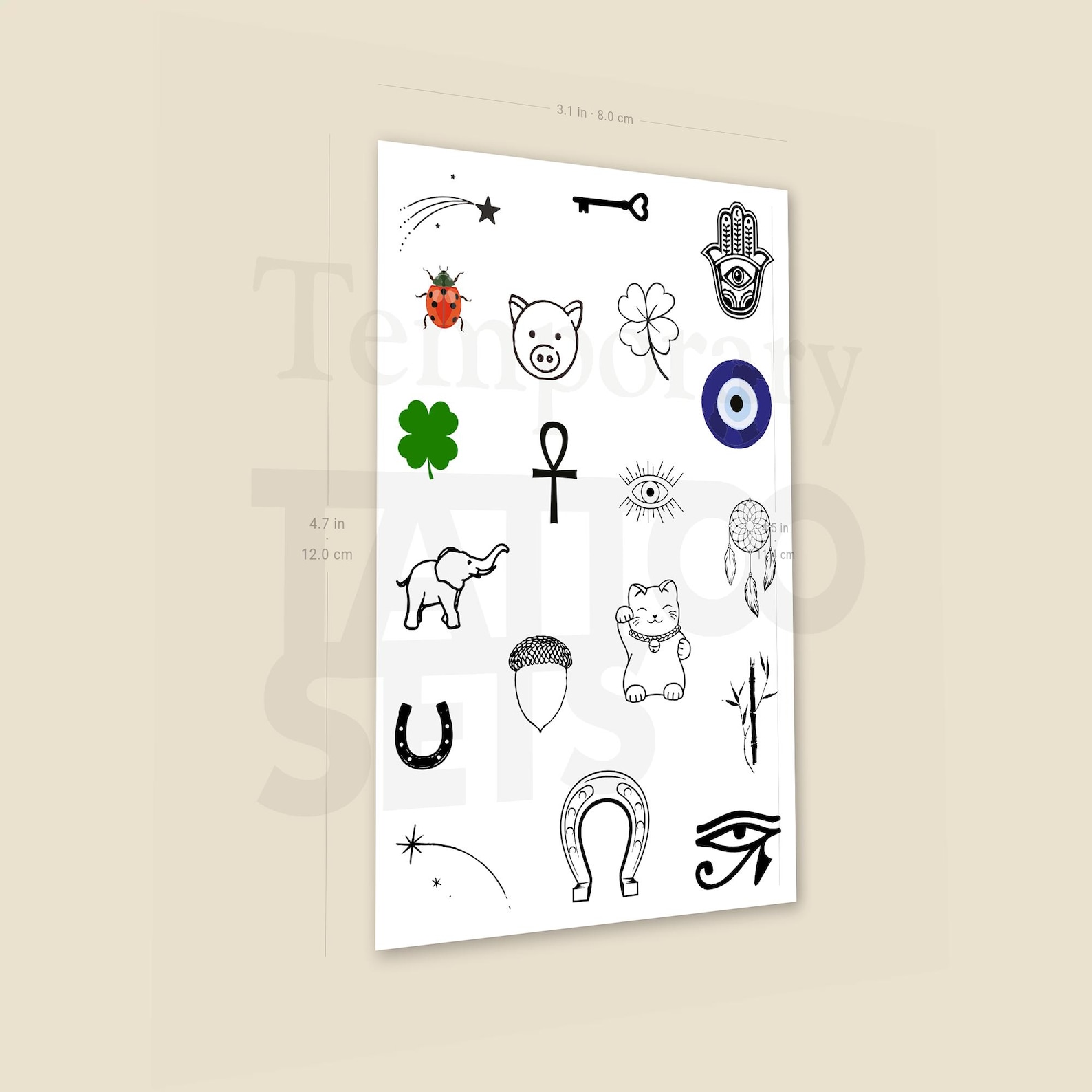 Good Luck Pack Temporary Tattoo set of 2 - Etsy