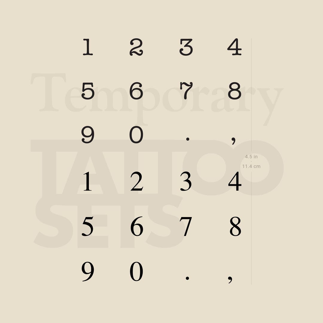 Numbers Pack Temporary Tattoo (set of 2) - Etsy