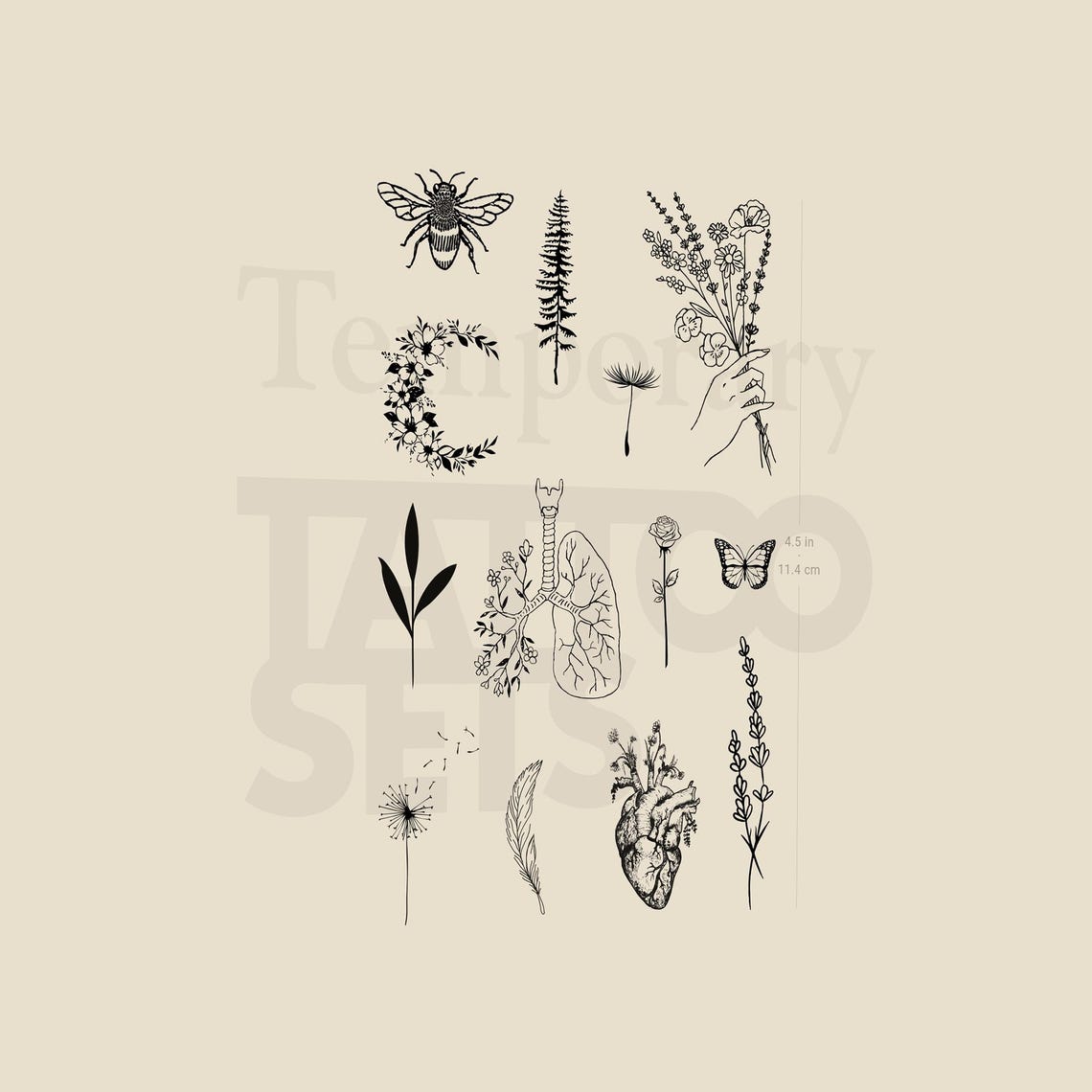 Nature Temporary Tattoo Pack (set of 2) - Etsy