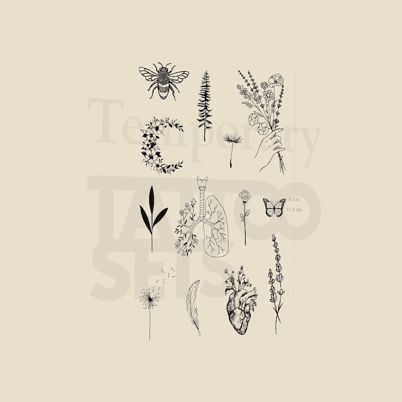 Nature Temporary Tattoo Pack (set of 2) - Etsy