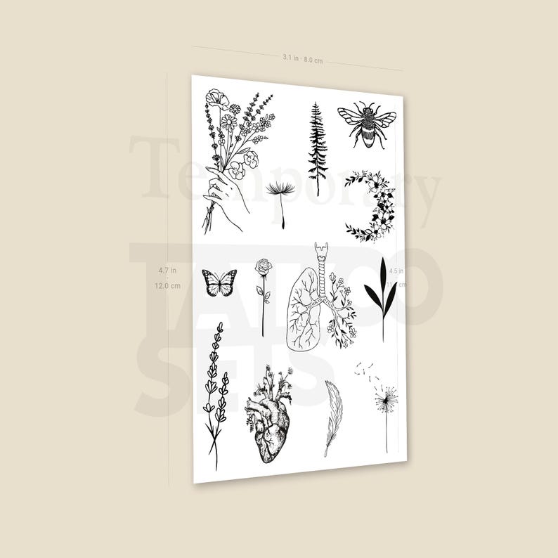 Nature Temporary Tattoo Pack (set of 2) - Etsy