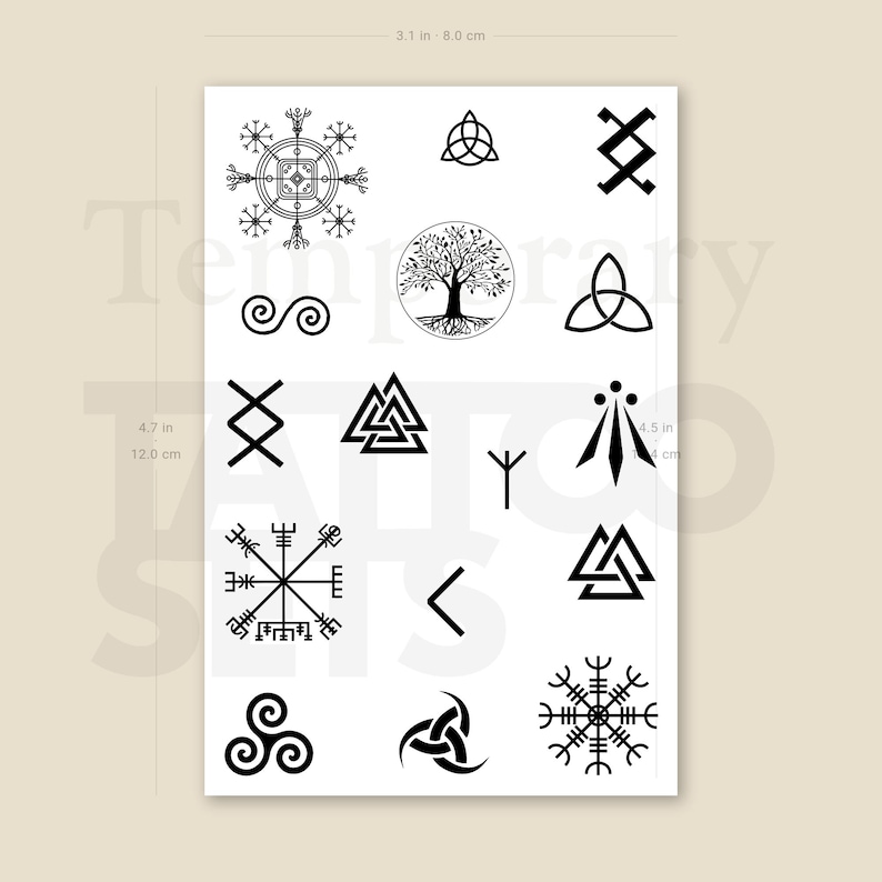 Norse Symbols Pack Temporary Tattoo (set of 2) - Etsy