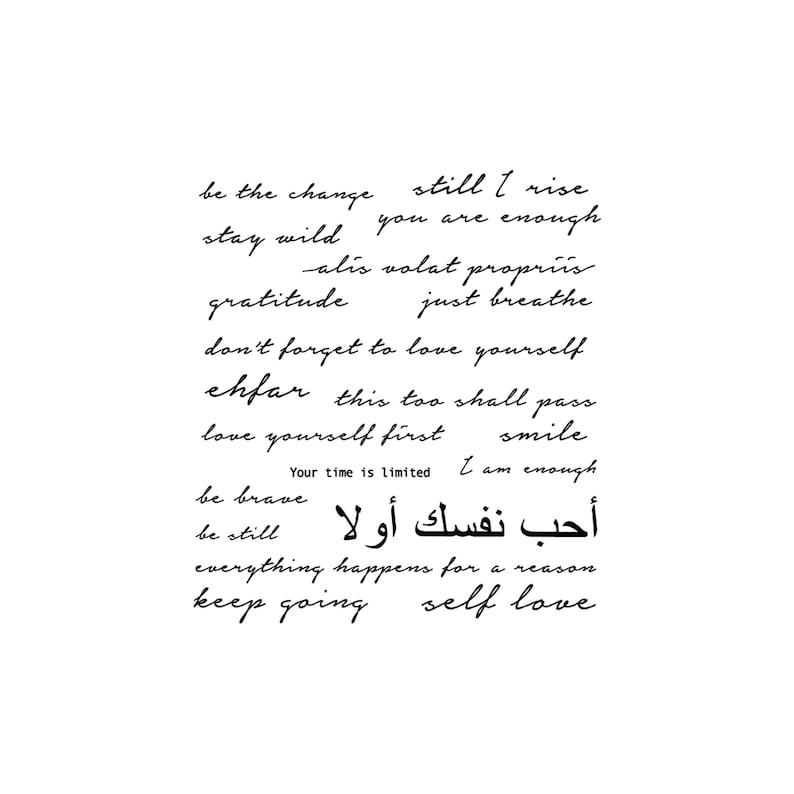 Self-love Lettering Temporary Tattoo Pack - Etsy