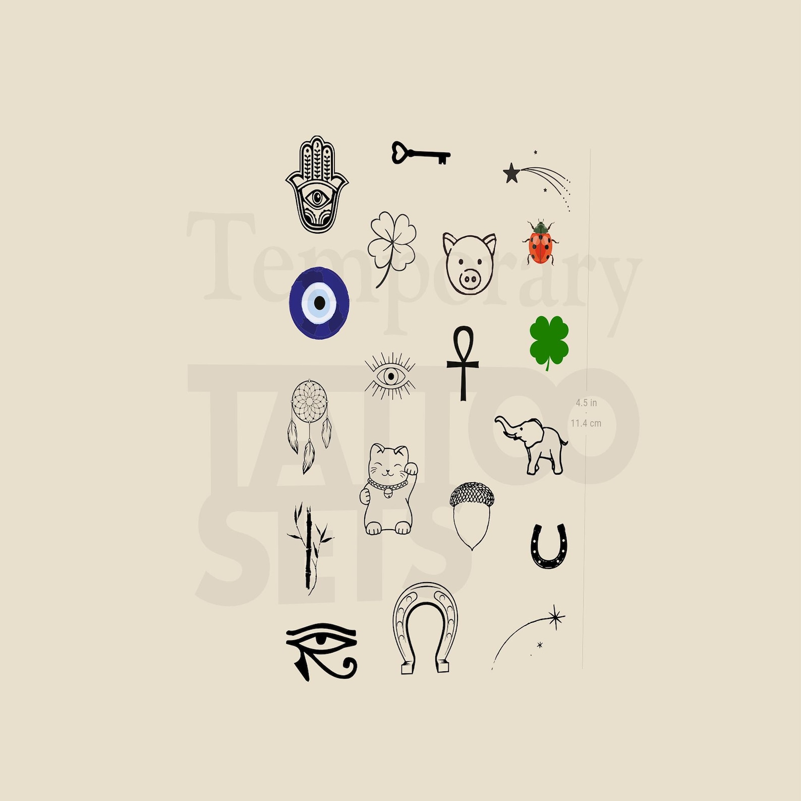 Good Luck Pack Temporary Tattoo set of 2 - Etsy