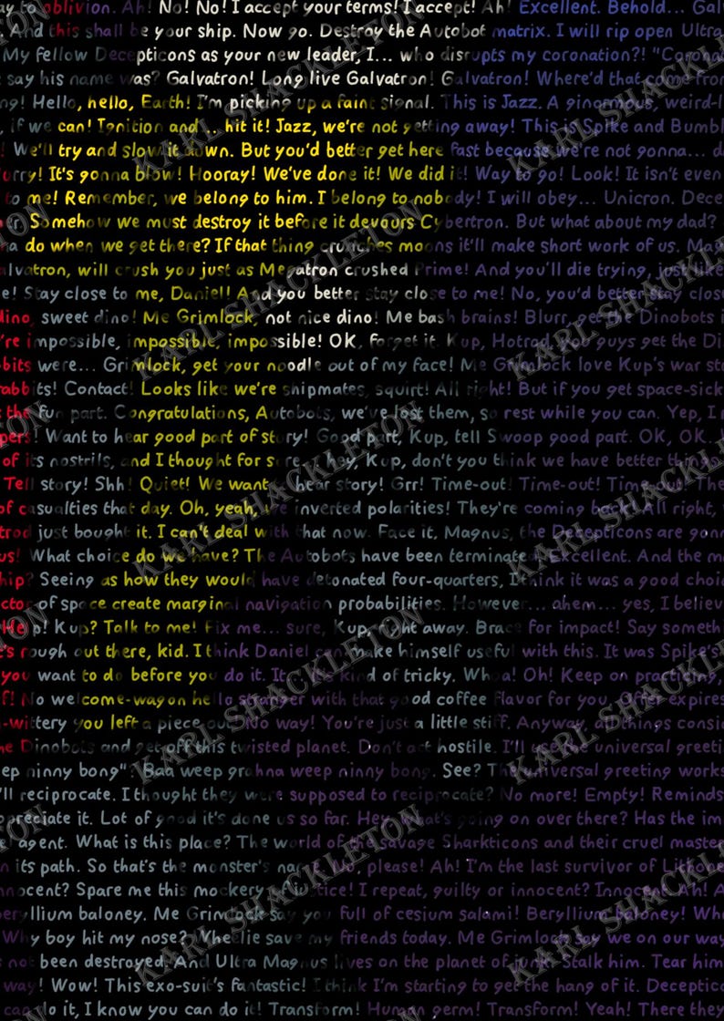 The Transformers the Movie (1986) Handwritten Movie Script Poster - Etsy