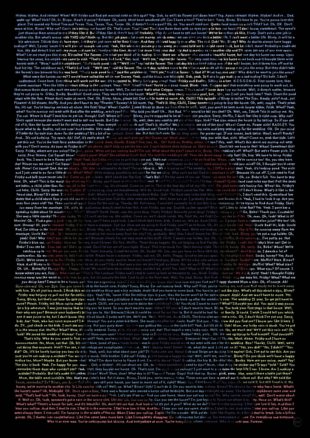 Bluey, the Sign (2024) Handwritten Movie Script Poster - Etsy