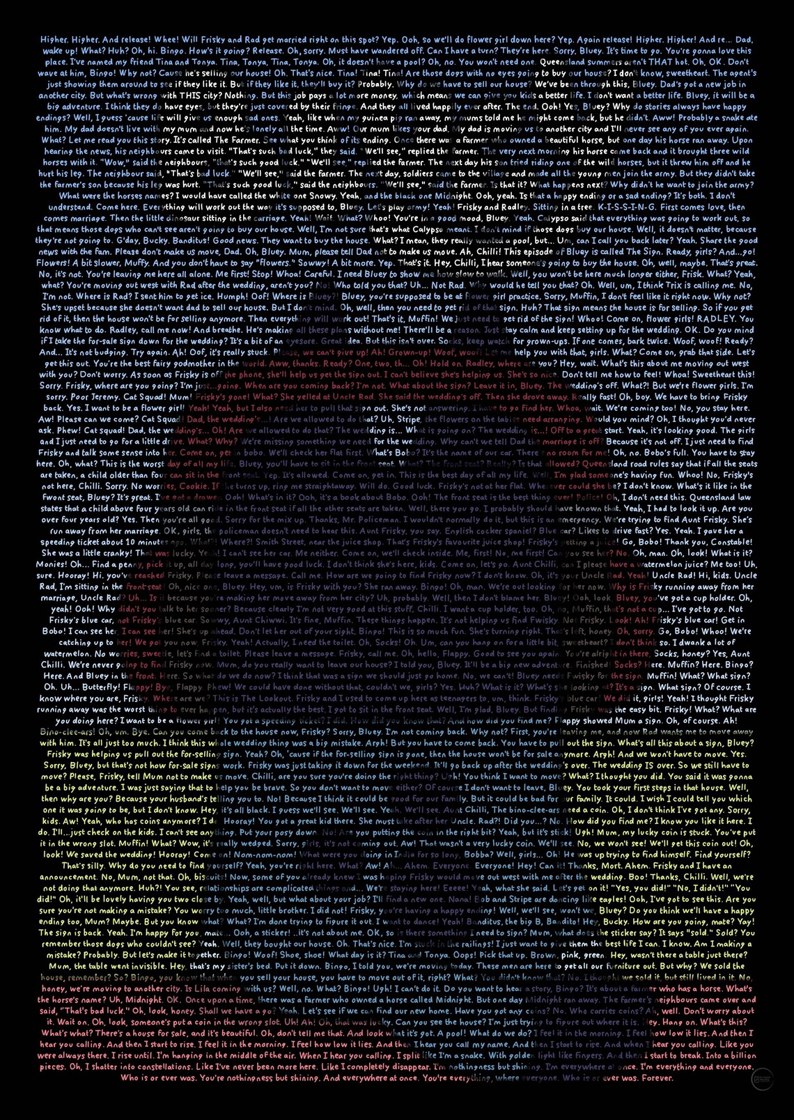 Bluey, the Sign (2024) Handwritten Movie Script Poster - Etsy