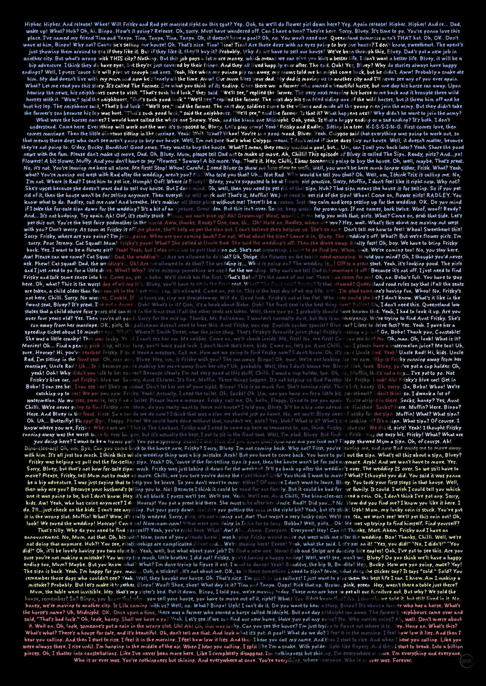 Bluey, the Sign (2024) Handwritten Movie Script Poster - Etsy