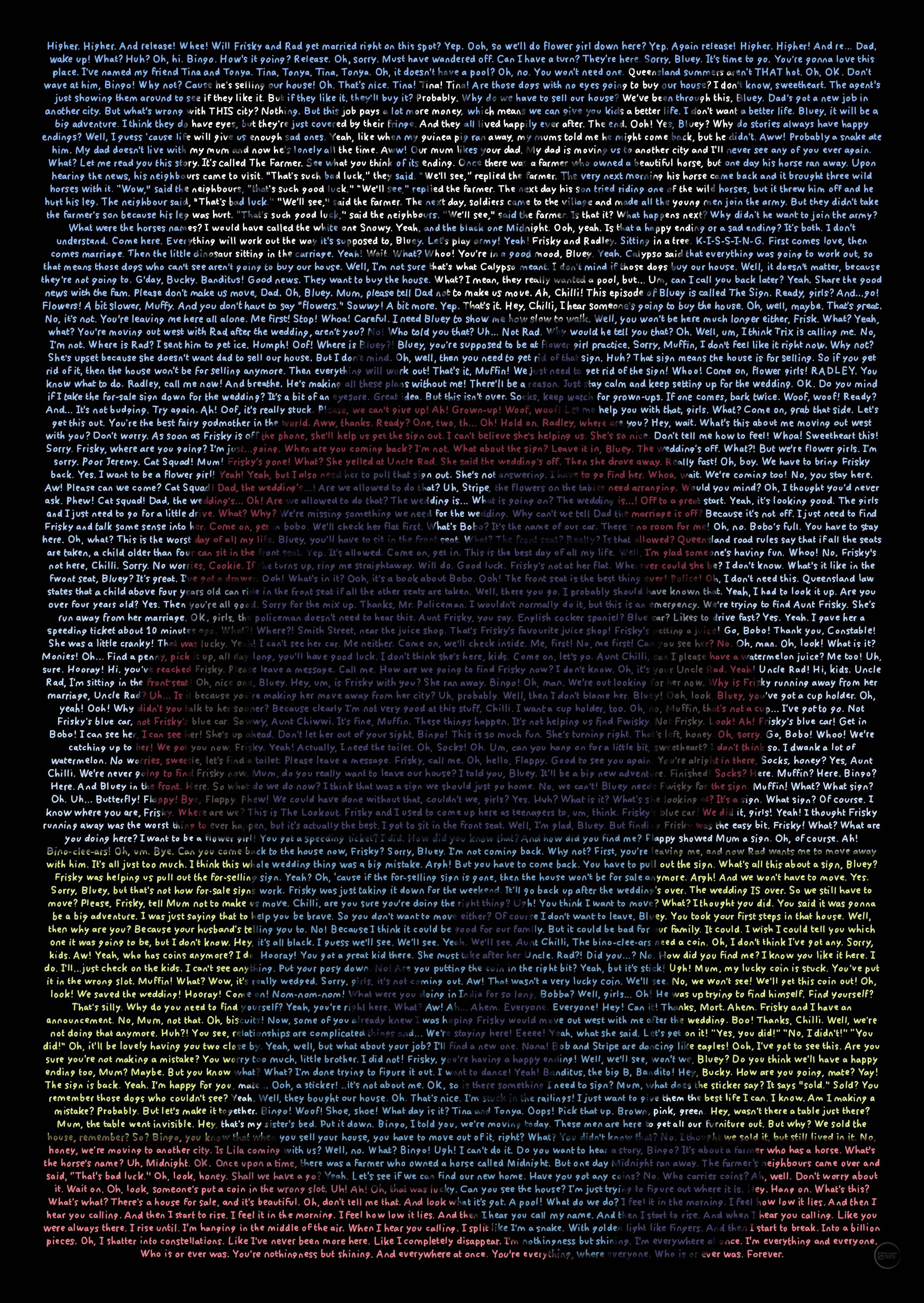 Bluey, the Sign (2024) Handwritten Movie Script Poster - Etsy UK