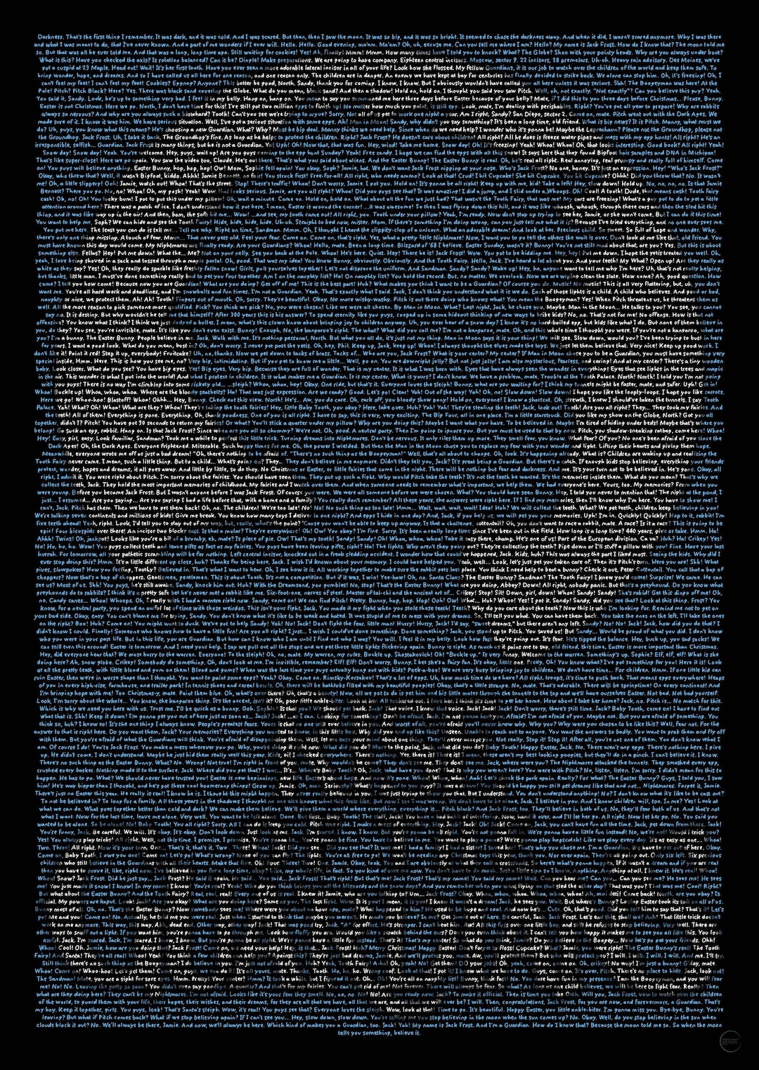 Rise of the Guardians 2012 Handwritten Movie Script Poster - Etsy